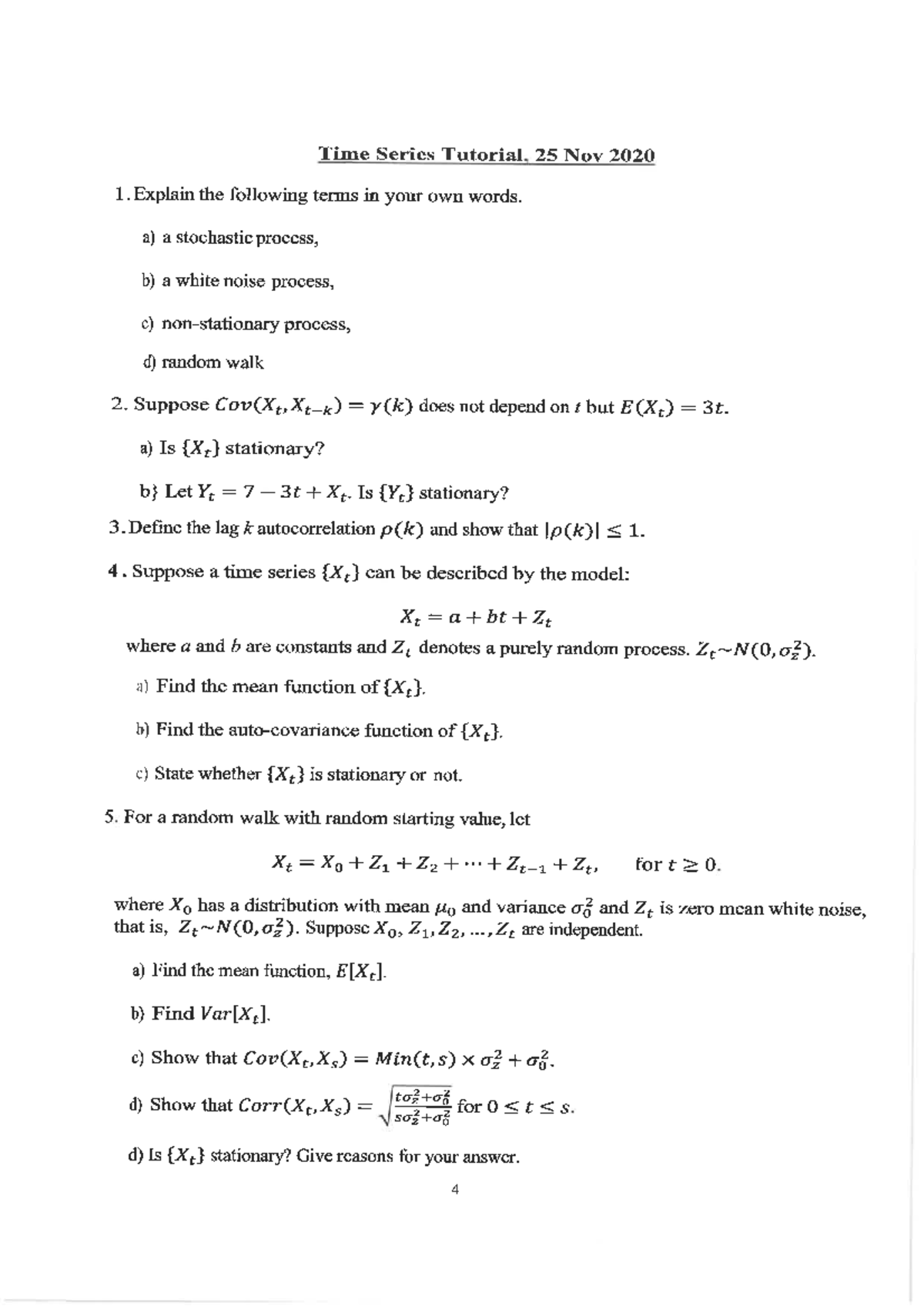 Time Series Tutorial (TS 101) - Solutions from 25 Nov 2020 - Studocu