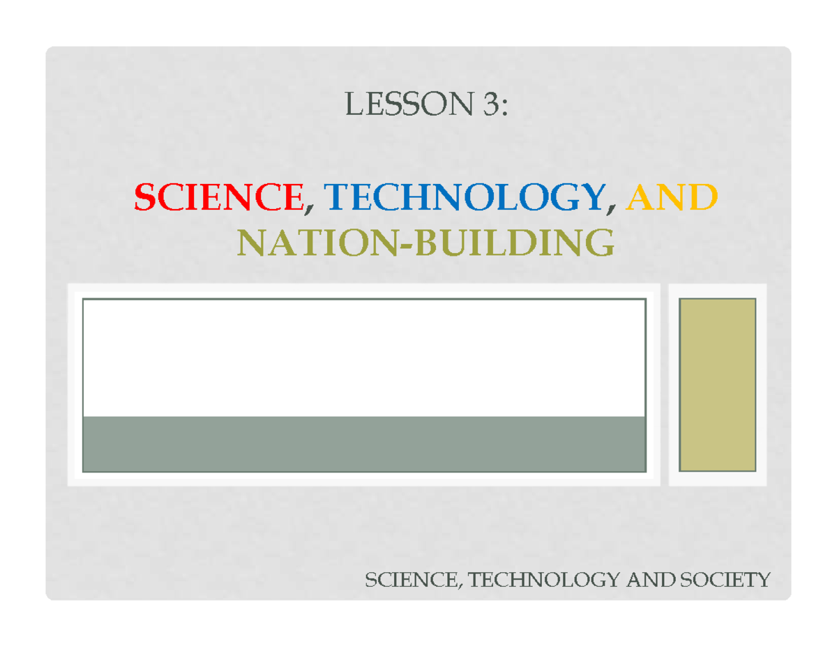 STS 101: Science, Technology, and Nation-Building Lessons - Studocu