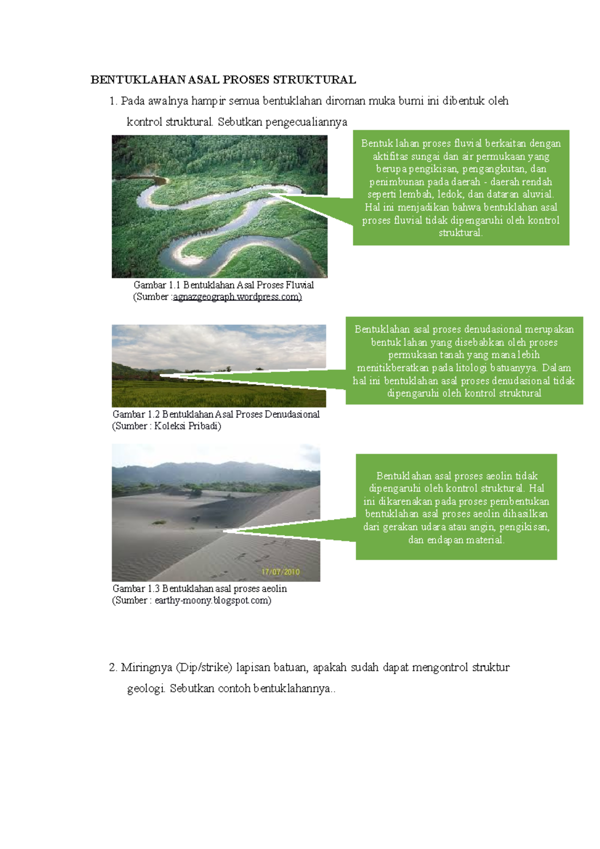 Bentuklahan ASAL Proses Struktural: Analisis Geografi dan Geologi - Studocu