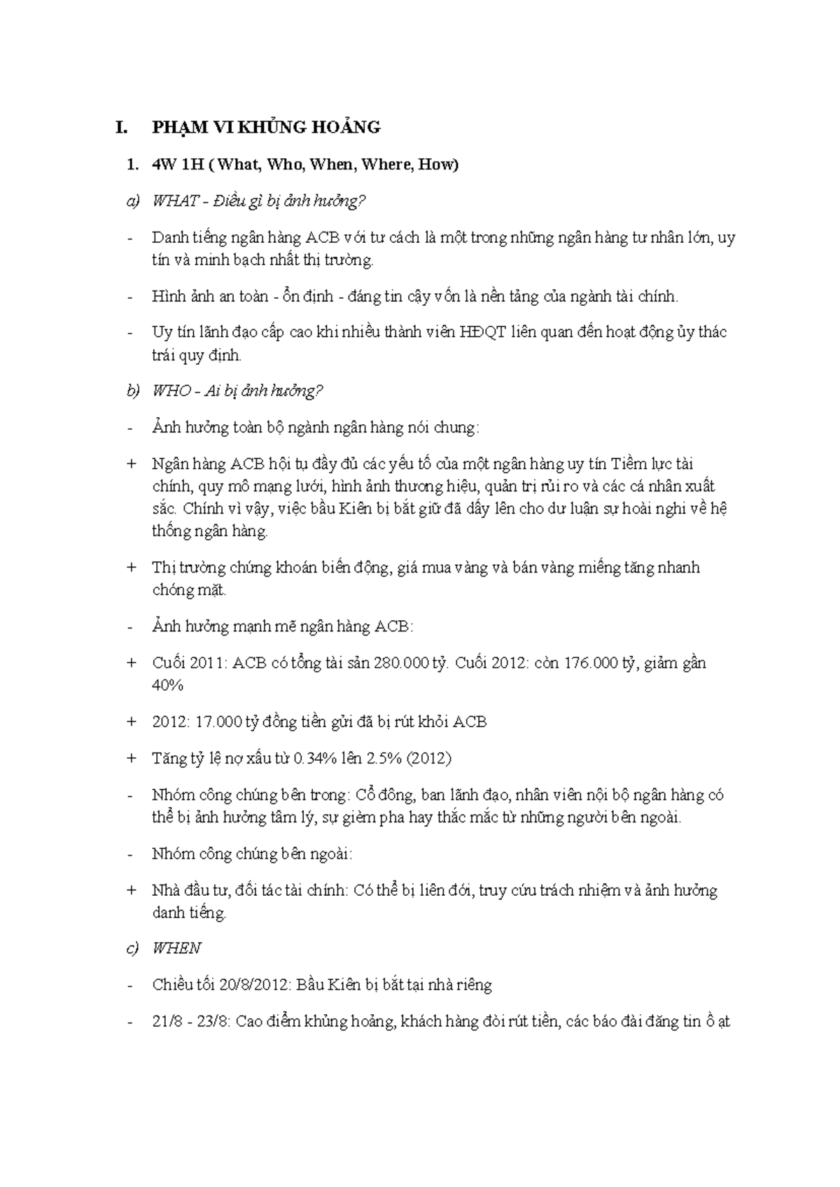 PR Case Study: ACB Bank Crisis Management Analysis - Studocu