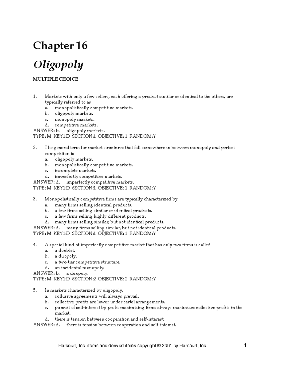Chap16 - Oligopoly Overview and Key Concepts - Studocu