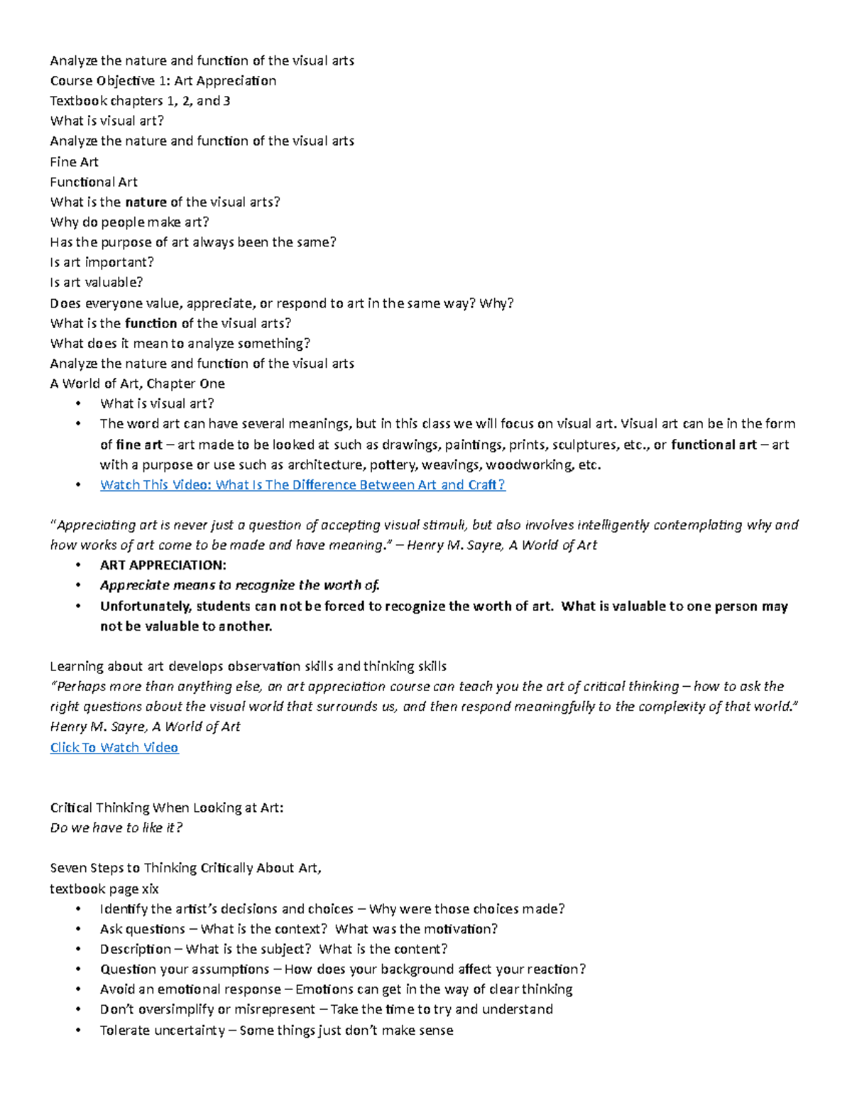 ART101: Lecture Notes on Visual Arts - Chapter 1 Analysis & Context ...