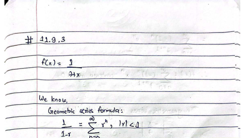 Geometric Series Formula in Math 264: f(x) Analysis - Studocu