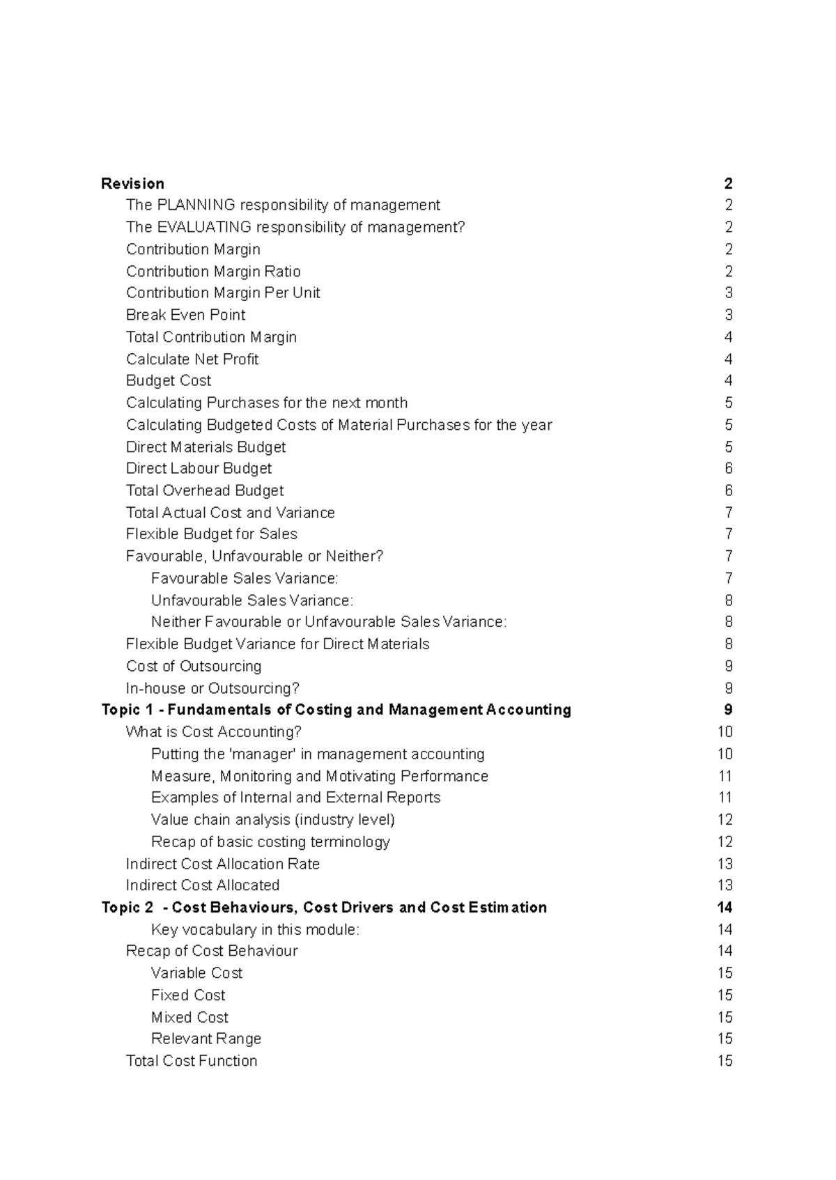Cost Management System 22321 - Comprehensive Revision Notes - Studocu