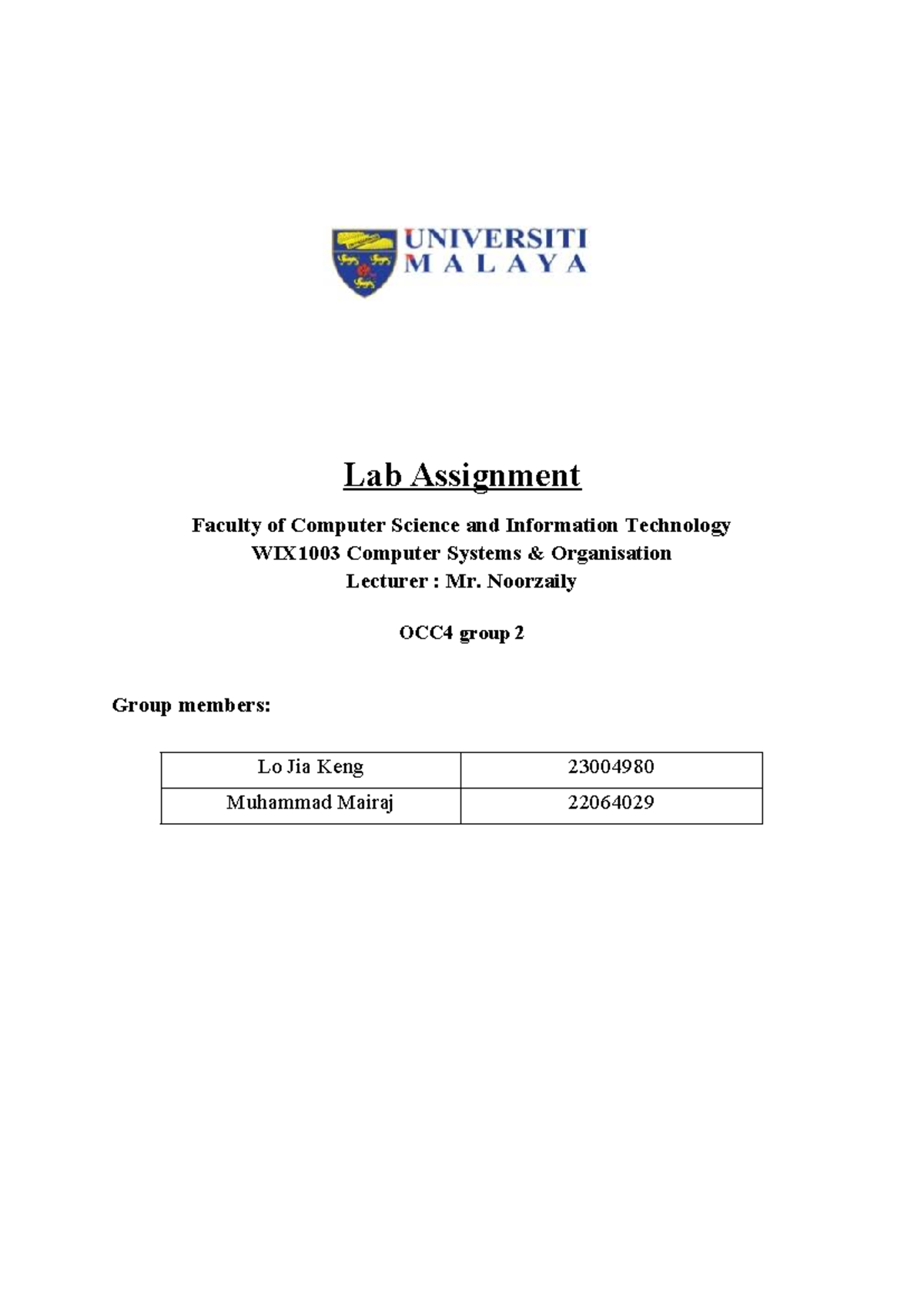 Lab Assignment WIX1003: Traffic Control System Prototype - Studocu
