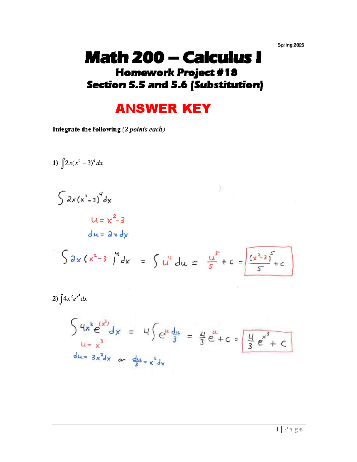 MTH 200 - Answer Key HW #17 Summer 2025 (Section 5.5 and 5 - MATH 221 ...