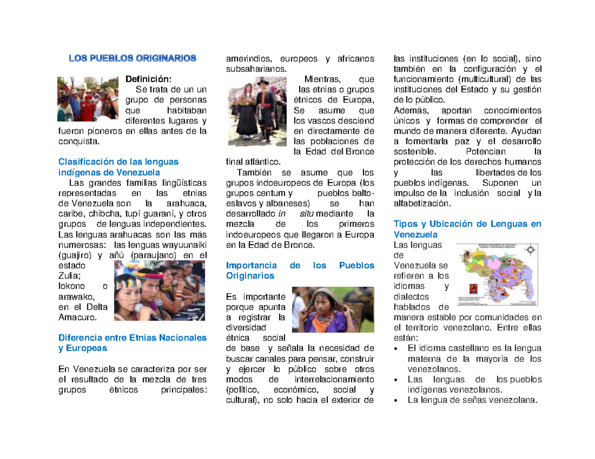 Triptico Pueblos Originarios (Michel) - Definición: Se trata de un un ...