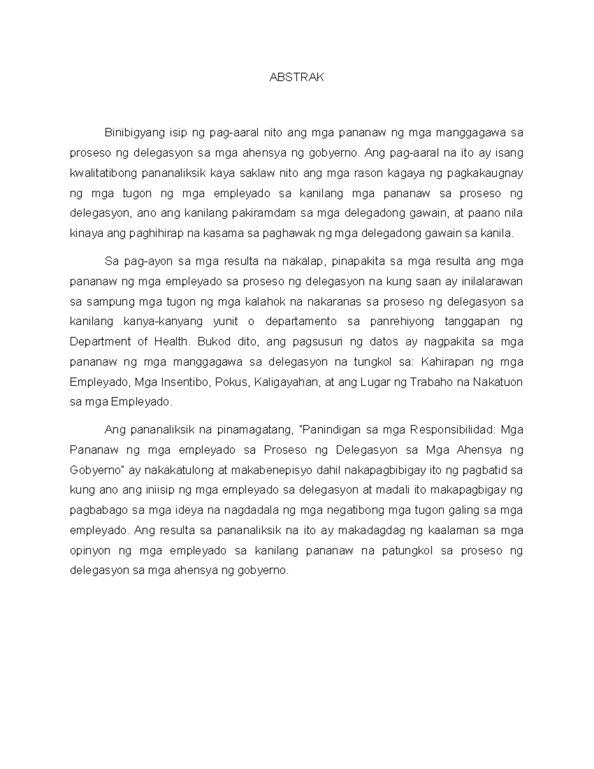 ABSTRACT ON THE SELECTION BY KIERRA CASS (IN FILIPINO) - ABSTRAK ...