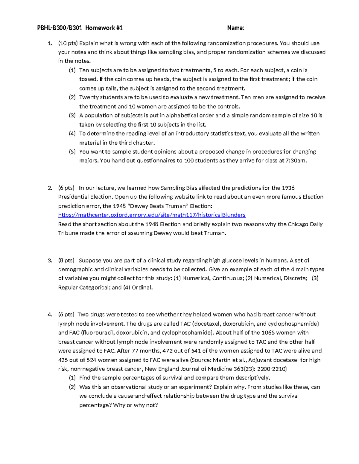 Homework 1 F25 Analyzing Randomization Procedures And Sampling Bias