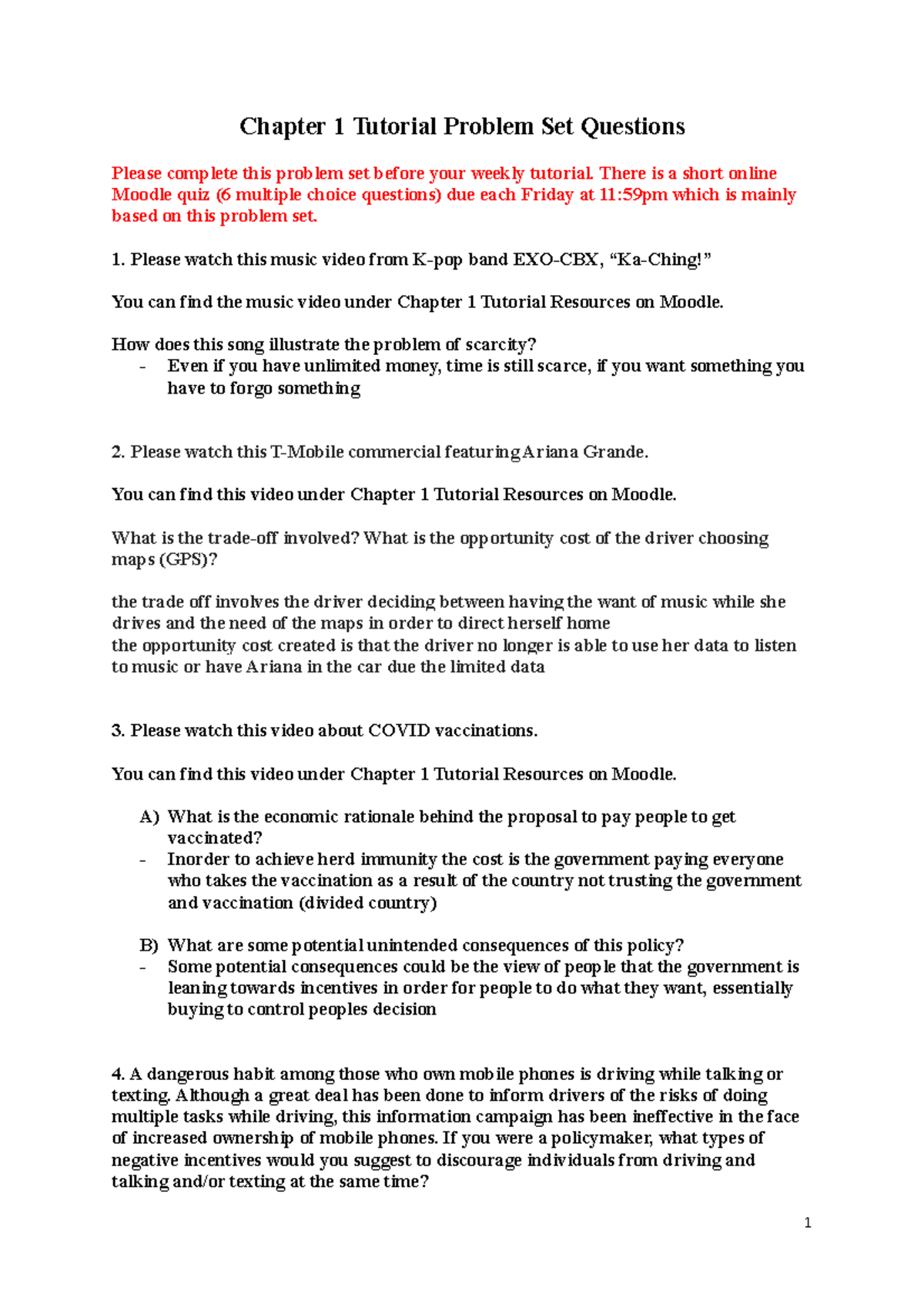 Chapter 1 Tutorial Problem Set Questions - Chapter 1 Tutorial Problem ...