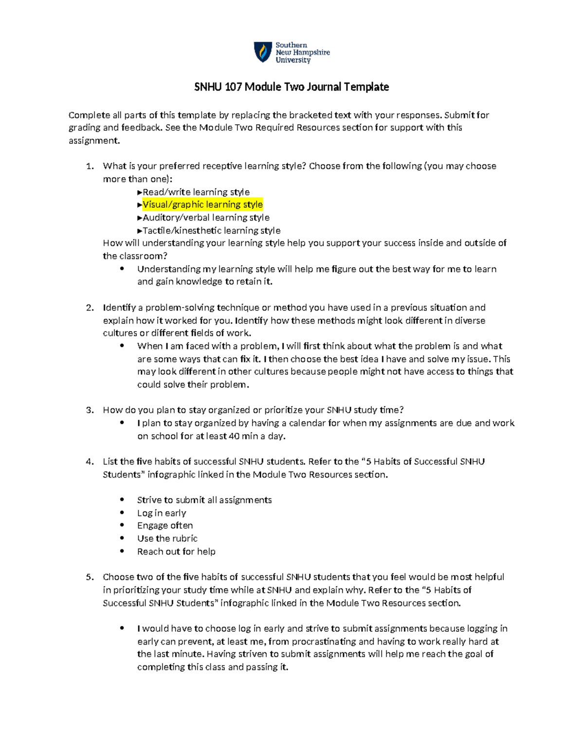 SNHU 107 Module Two Journal Template - SNHU 107 Module Two Journal ...