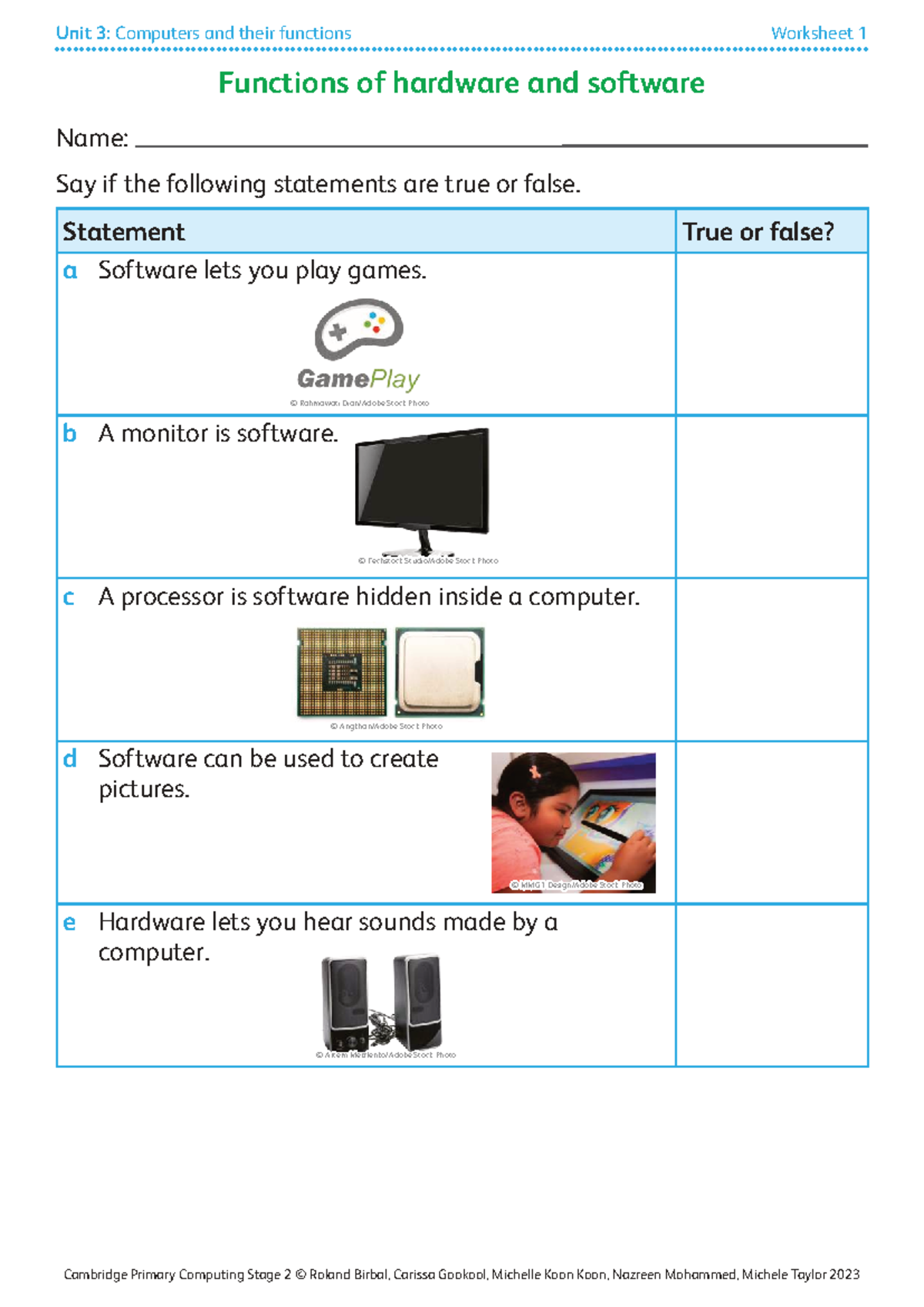 HCP Computing Stage 2: Unit 3 Worksheet on Hardware & Software - Studocu
