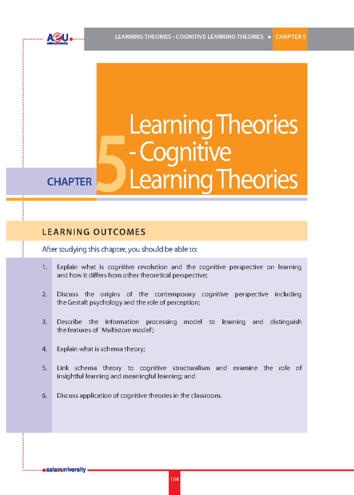 Learning Theories - Cognitive Learning Theories Chapter ...