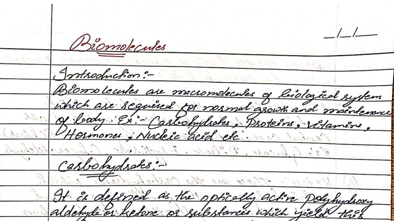 Biomolecules: Comprehensive Notes on Structure and Function - Studocu