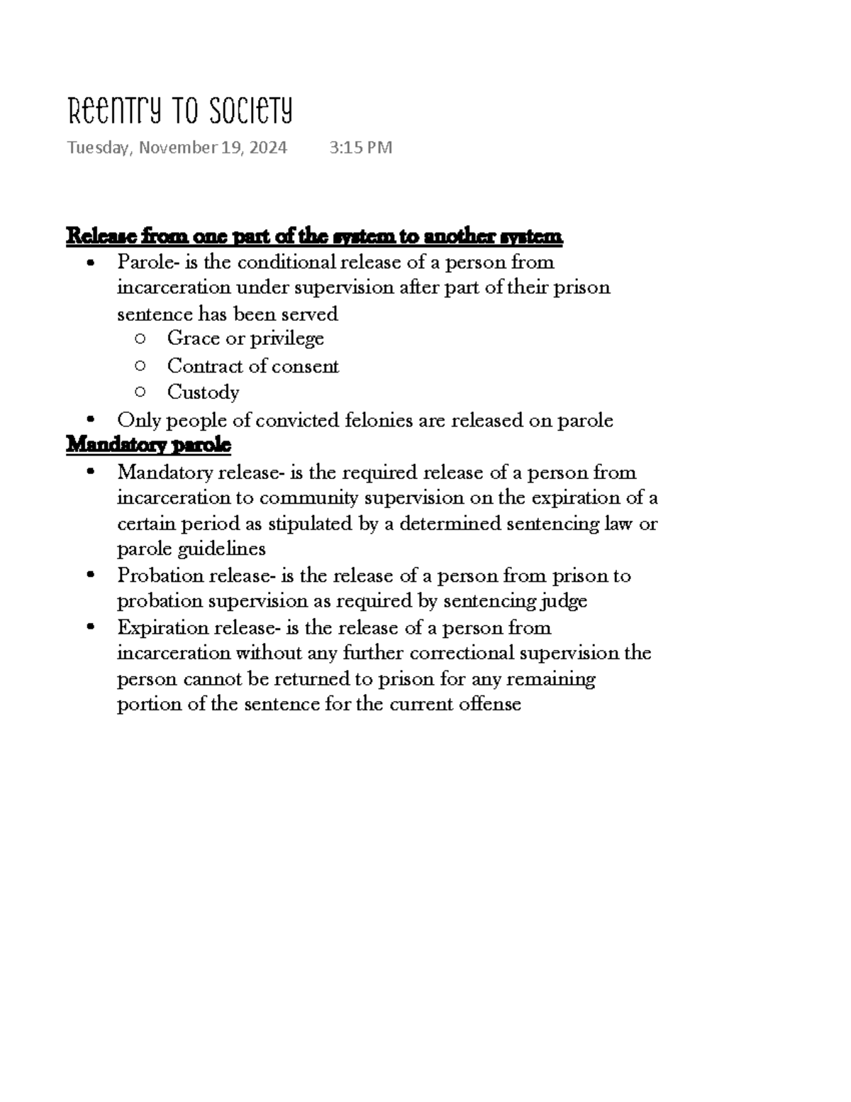 Parole and Release Types: Definitions and Supervision Methods - Release ...