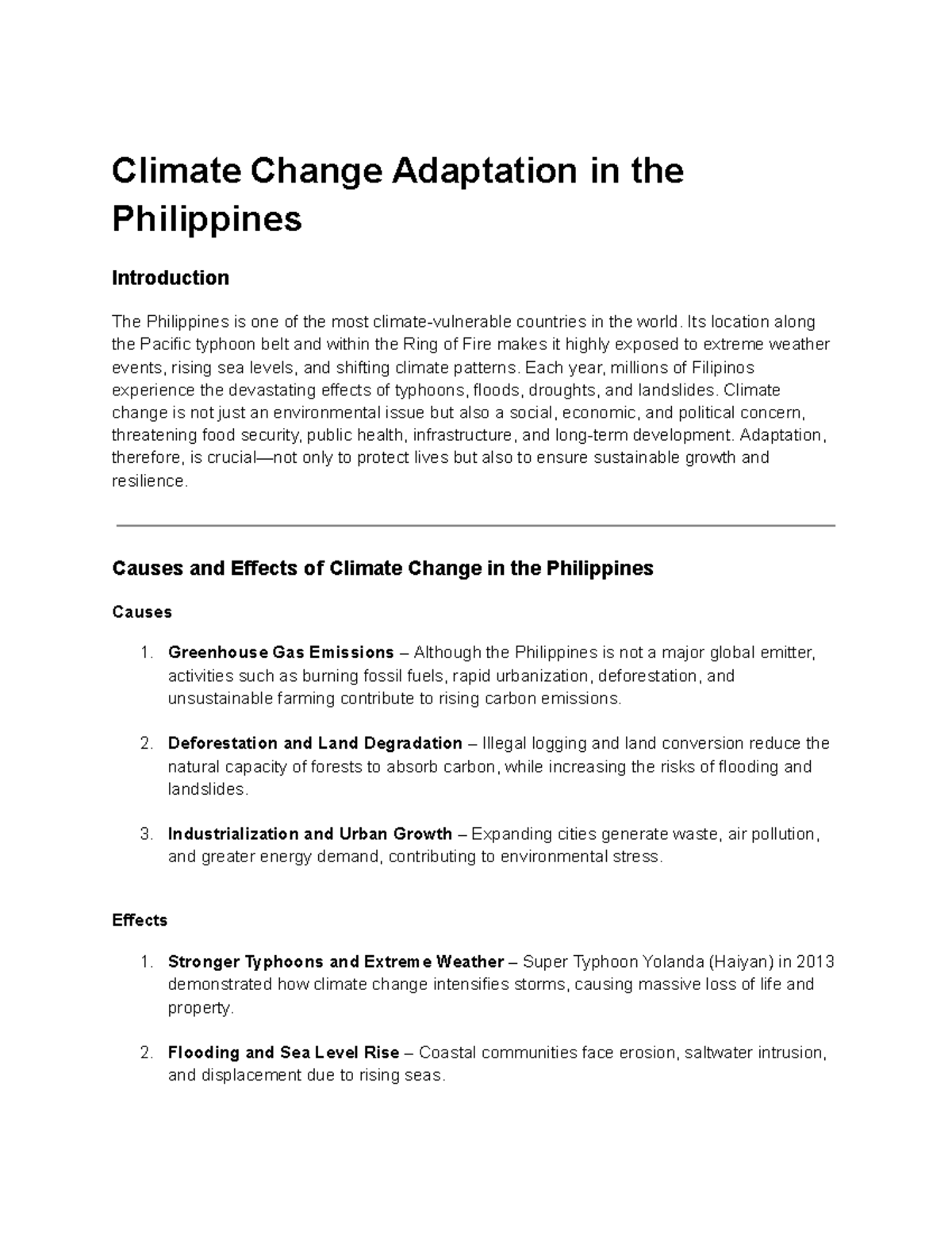 Climate Change Adaptation in the Philippines: Strategies & Impacts ...