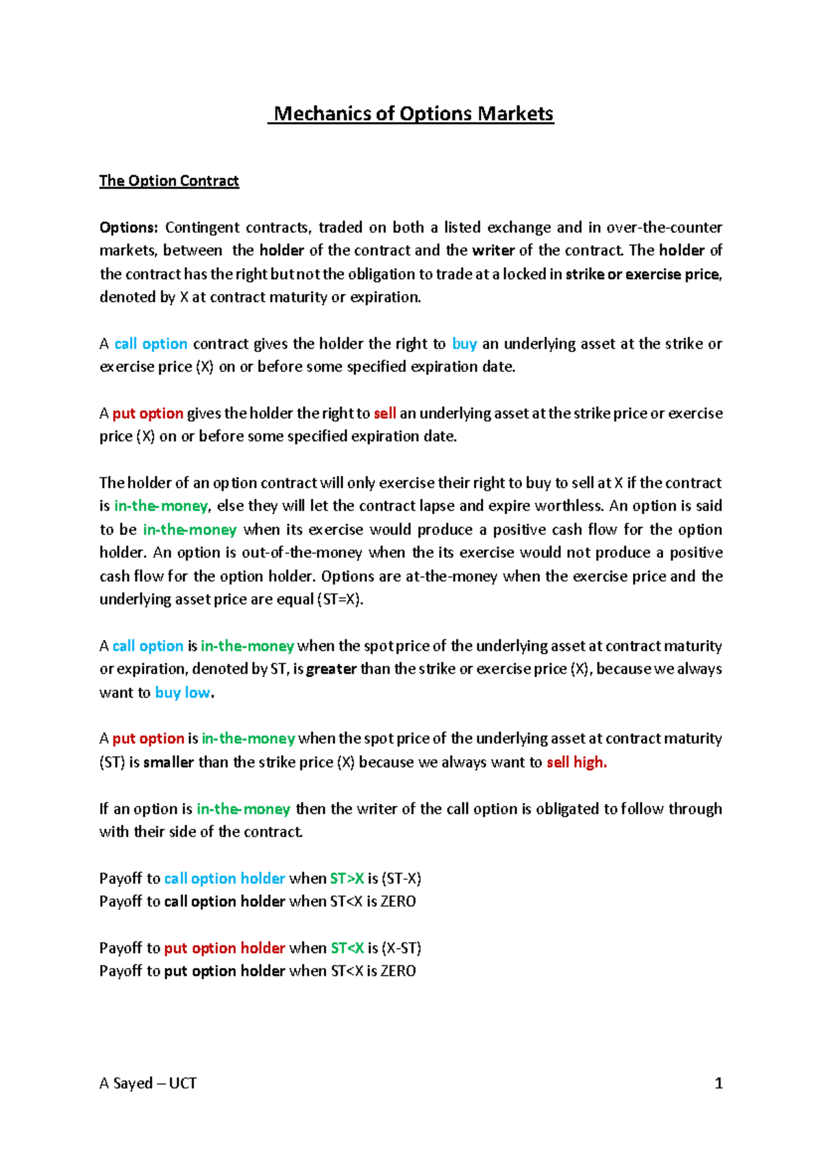 Options Markets: Understanding Contracts and Trading Strategies - Studocu