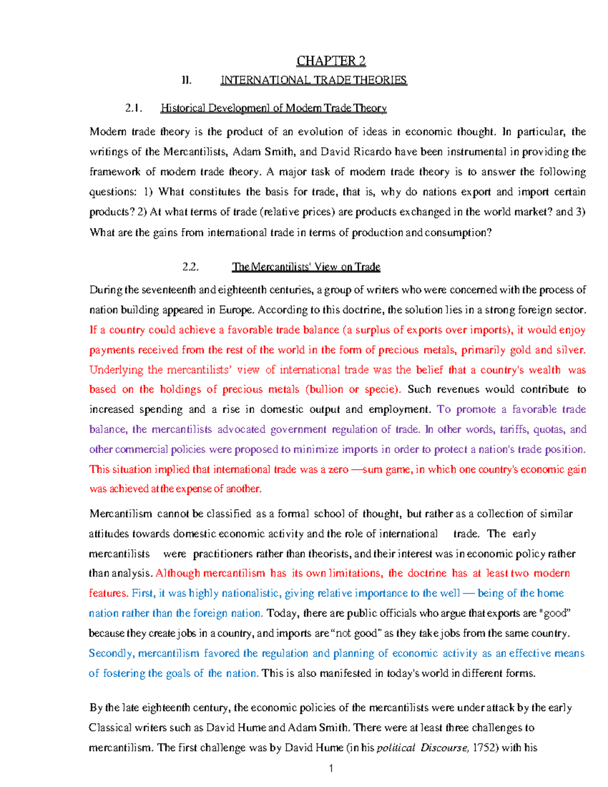 CHAPTER 2 - International Trade Theories: Historical Development and ...