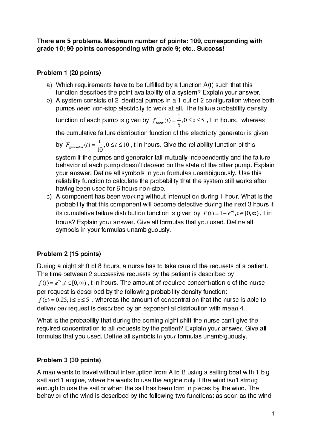 April 2019 - Exam: Reliability and Failure Rate Analysis (Course Code: REA101) - Studeersnel