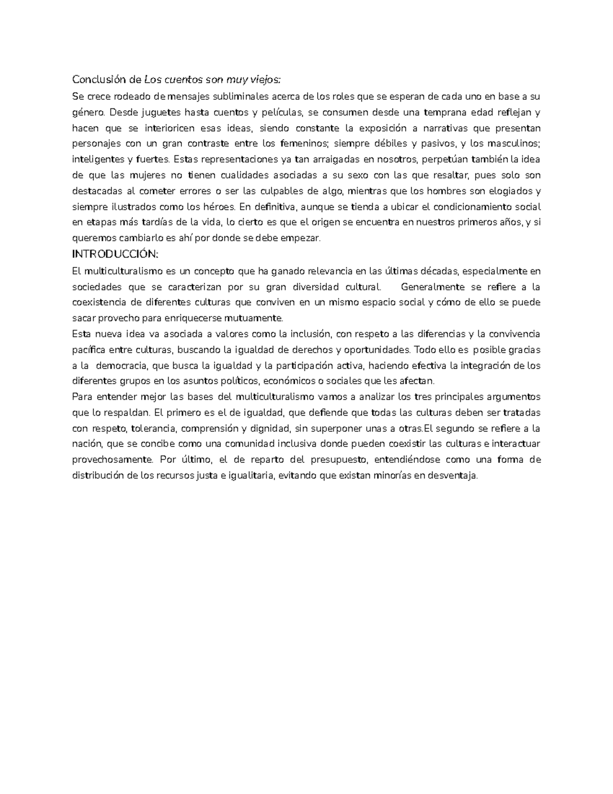 Técnicas EXP - ejercicio - Conclusión de Los cuentos son muy viejos: Se ...
