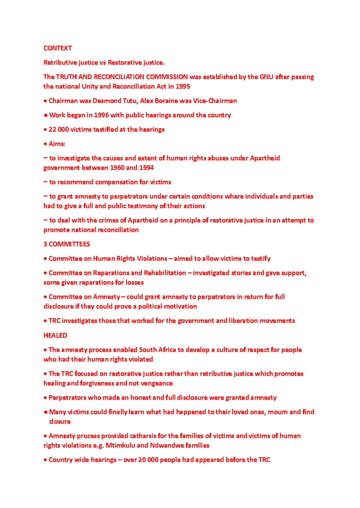 TRC 101: Understanding Restorative vs Retributive Justice - Studocu