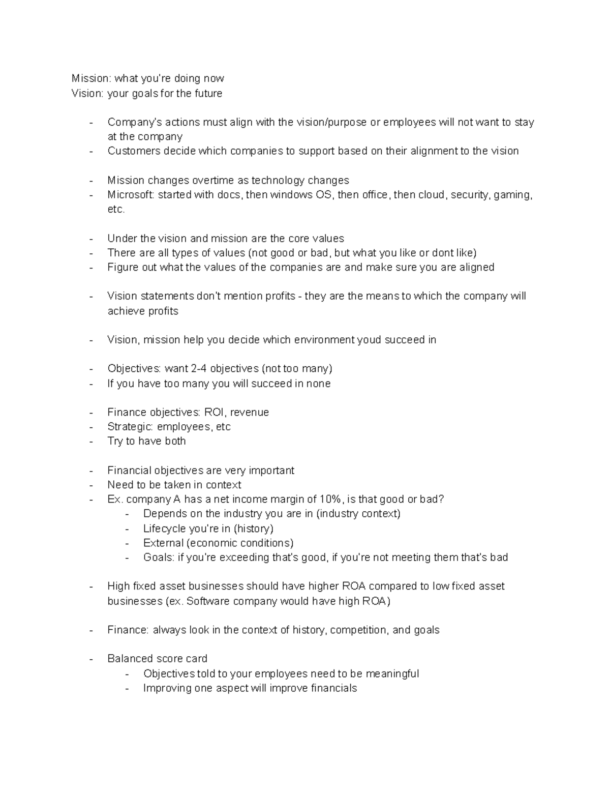 BU481 - Class 3: Aligning Mission, Vision, and Business Strategy - Studocu