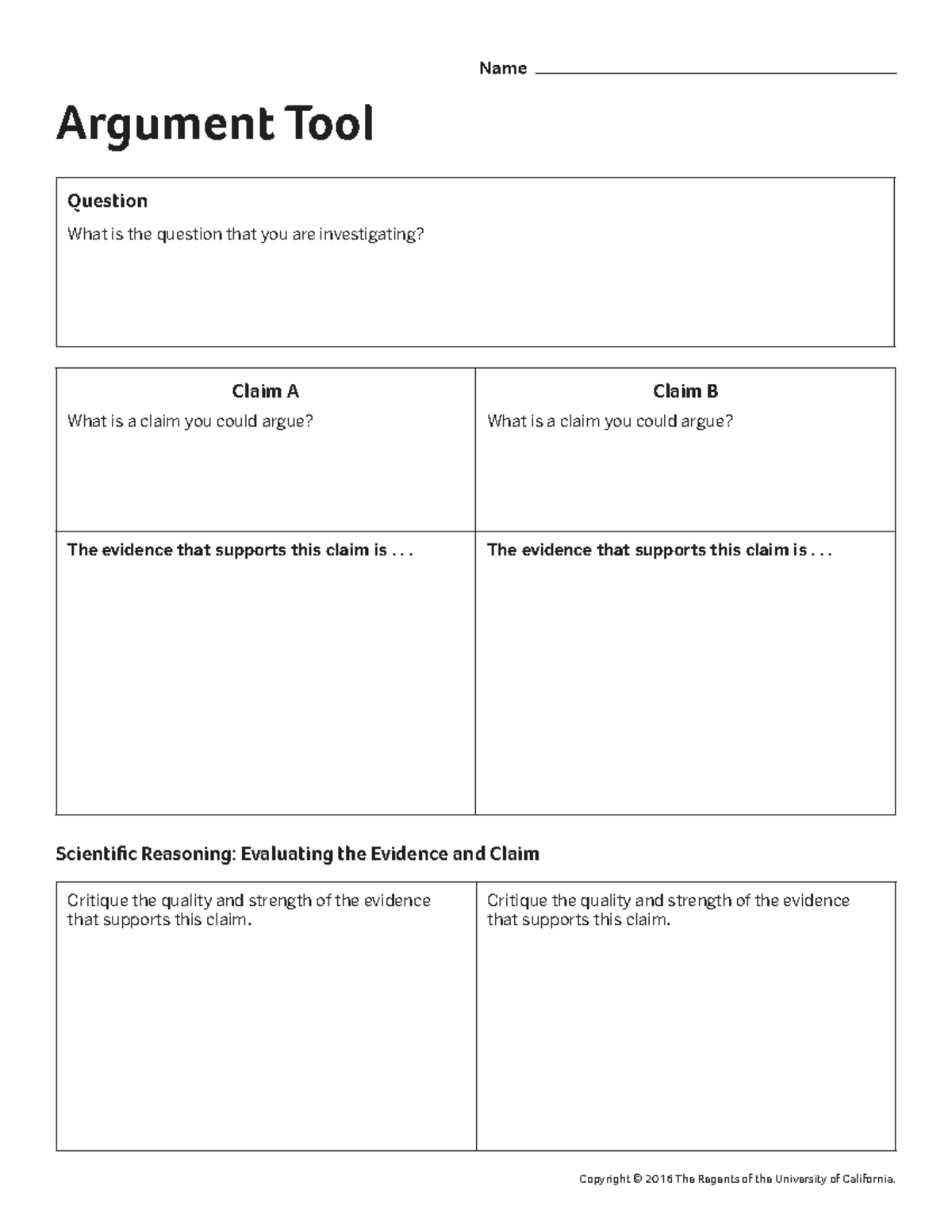 Argument Tool: Evaluating Claims and Evidence Analysis - Studocu