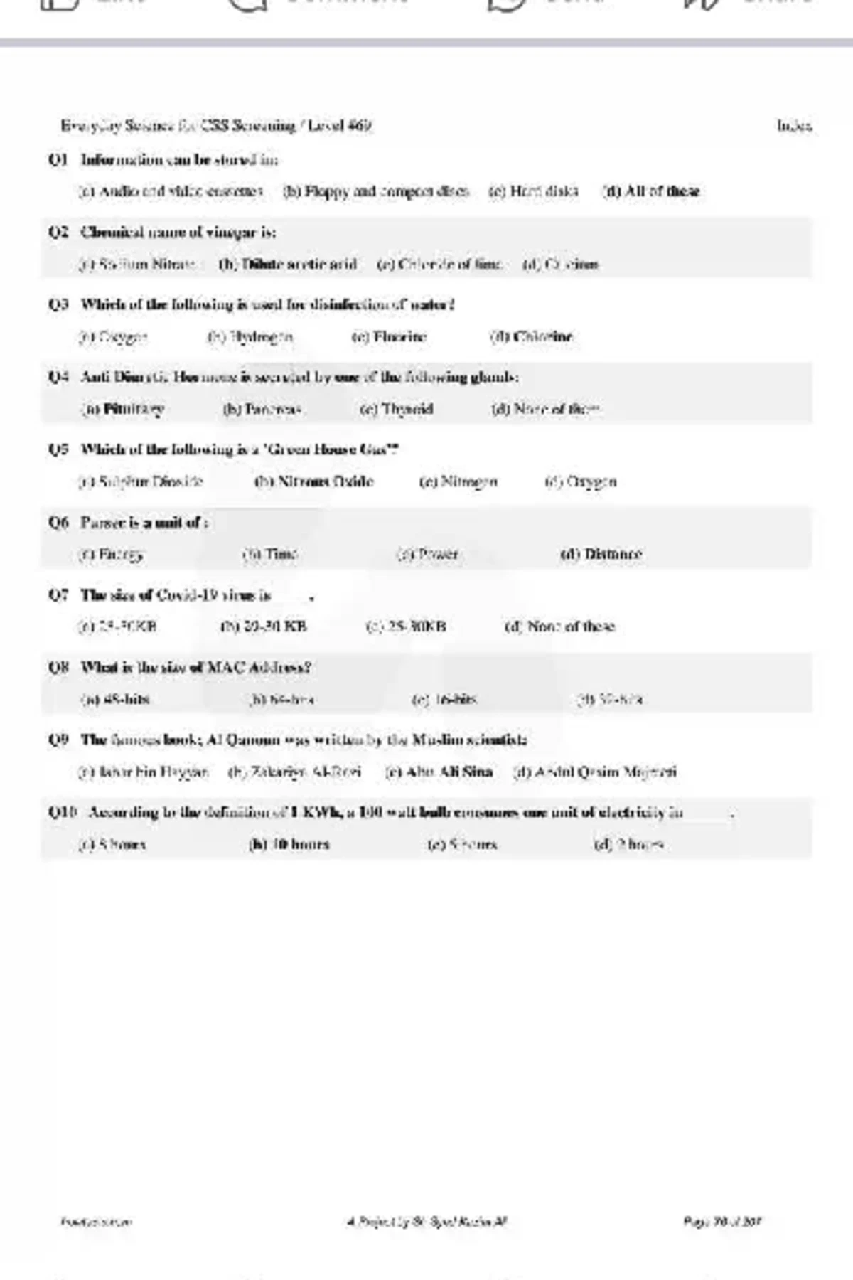 Sc8 - Everyday Science for CSS Screening: Q1-Q10 Quiz Questions - Studocu