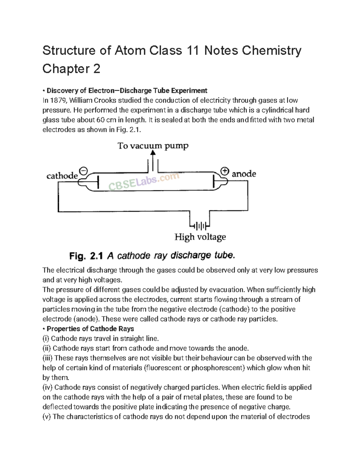 Class 11 Chemistry Ch2: Atomic Structure Notes & Key Concepts - Studocu
