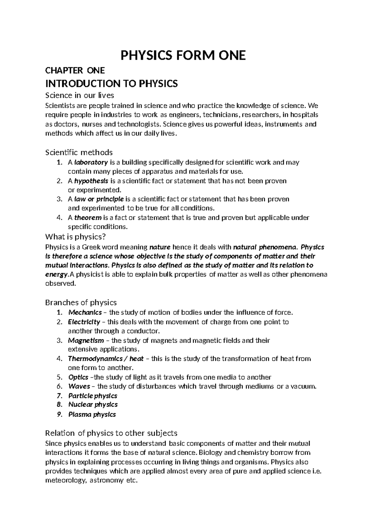 Physics Form 1 Chapter 1: Introduction to Physics and Its Applications ...