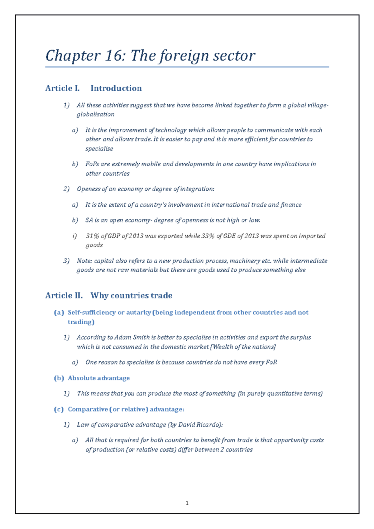 Chapter 16 foreign sector - Chapter 16: The foreign sector Article I. 1 ...