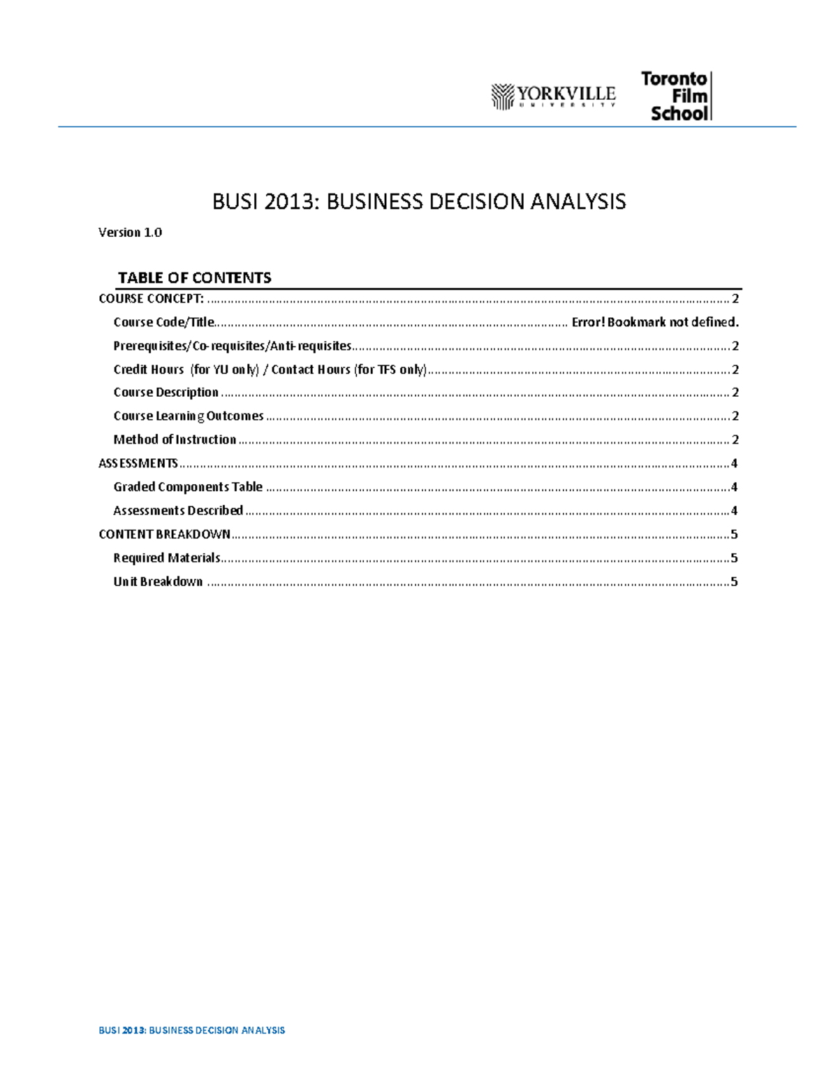 BUSI 2013: Business Decision Analysis Course Overview and Summary - Studocu