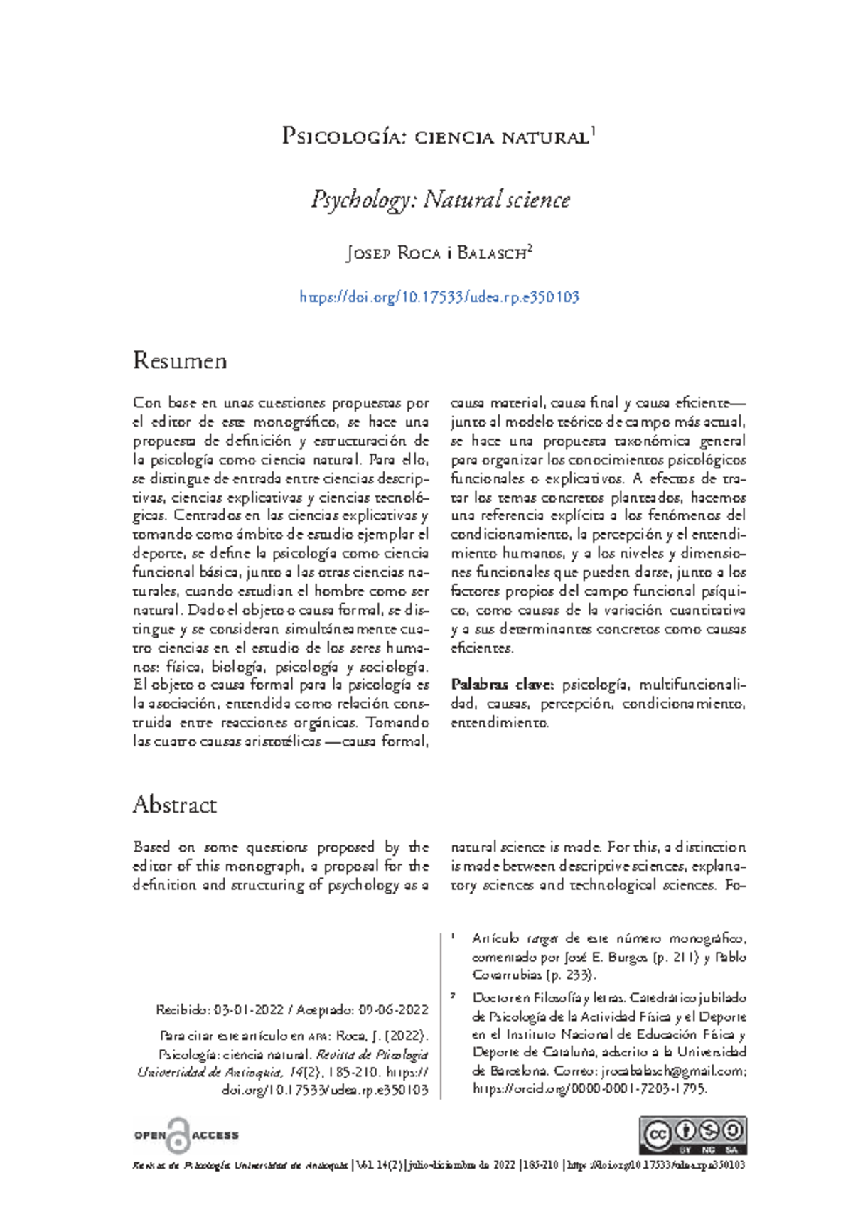 Psicología como Ciencia Natural: Definición y Estructuración - Studocu