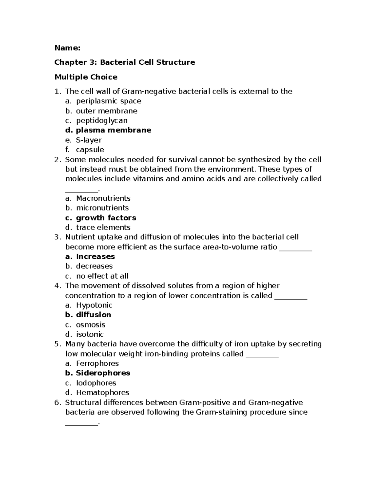 Chapter 3: Bacterial Cell Structure - Quiz Notes - Studocu