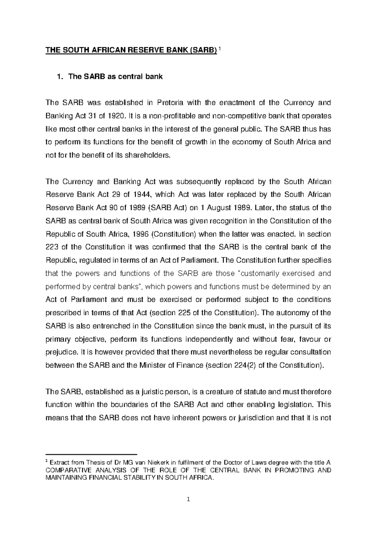 The Role of the South African Reserve Bank (SARB) in Financial ...