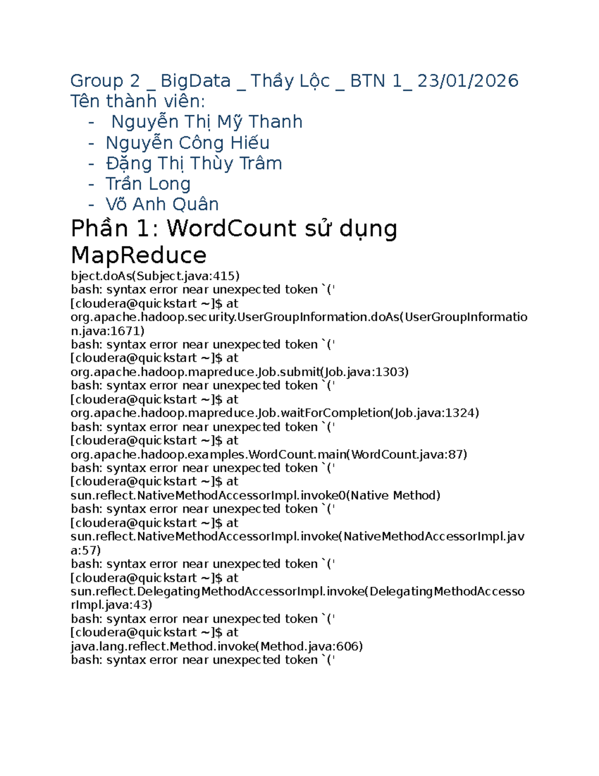 BigData Group 2 - WordCount MapReduce Implementation - Studocu