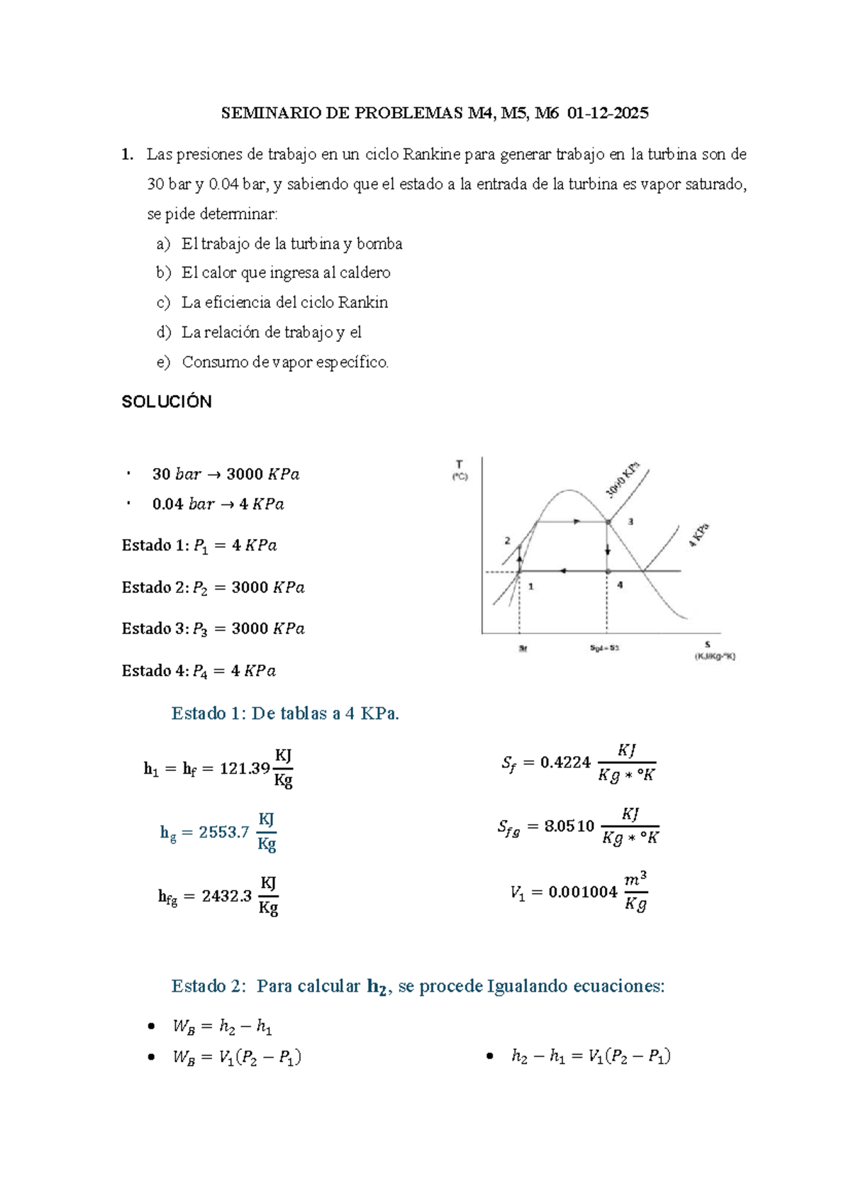 Seminario de Problemas M4, M5, M6: Ciclo Rankine y Eficiencia - Studocu