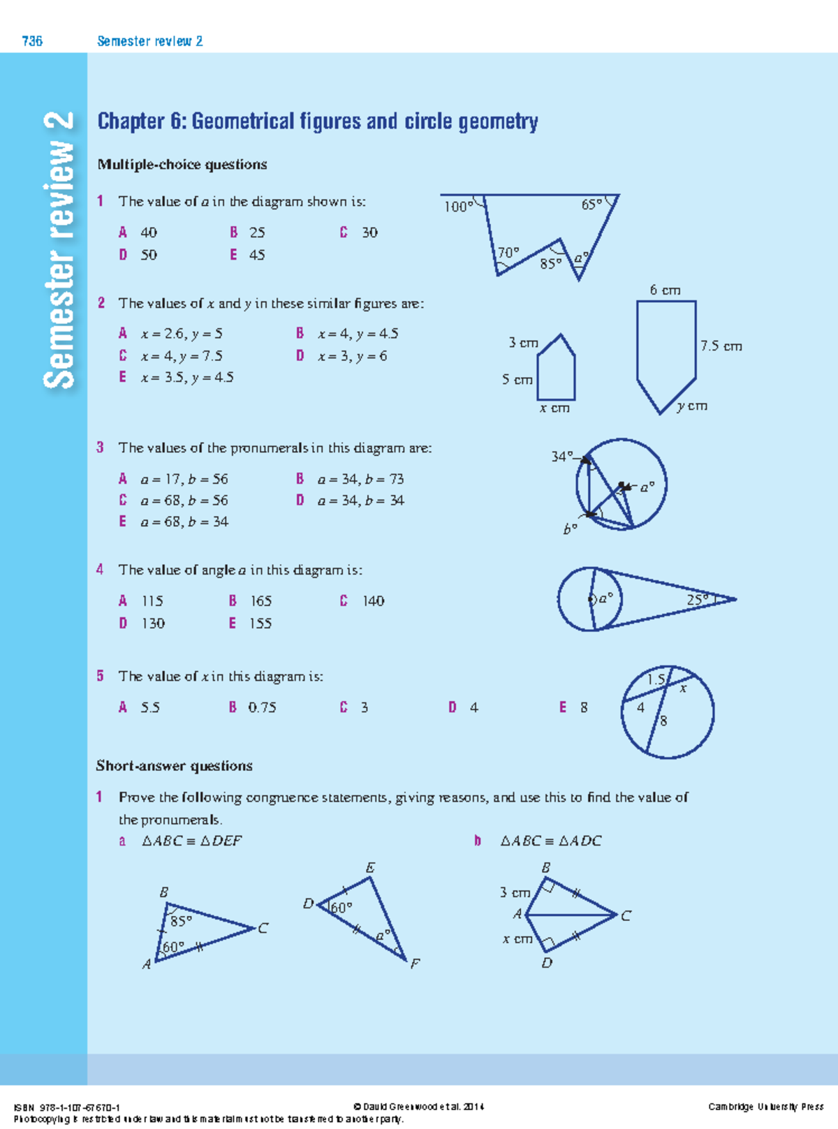 Semester Review 2 - Chapter 6: Geometry & Circle Questions - Studocu