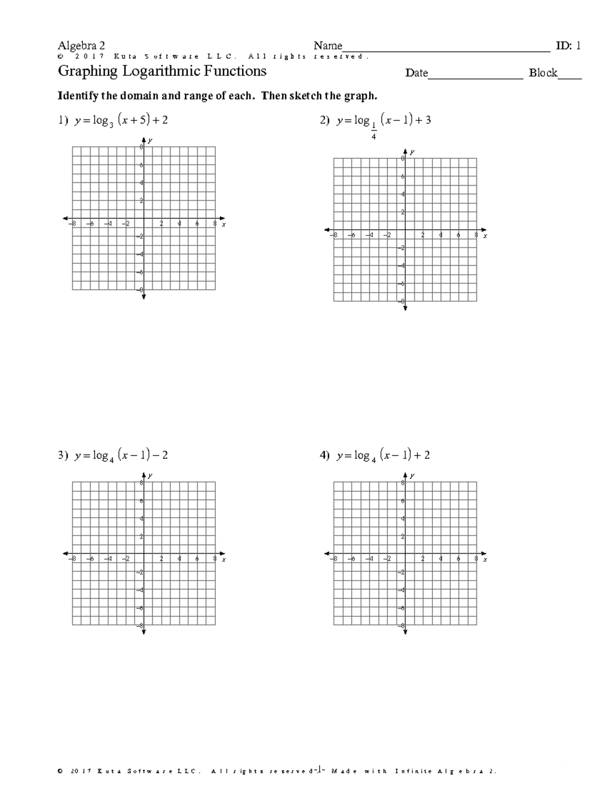 Graphing Logarithmic Functions 1 - © K 2 \ 0 X 1 c 7 e pKDu]tKaU ...