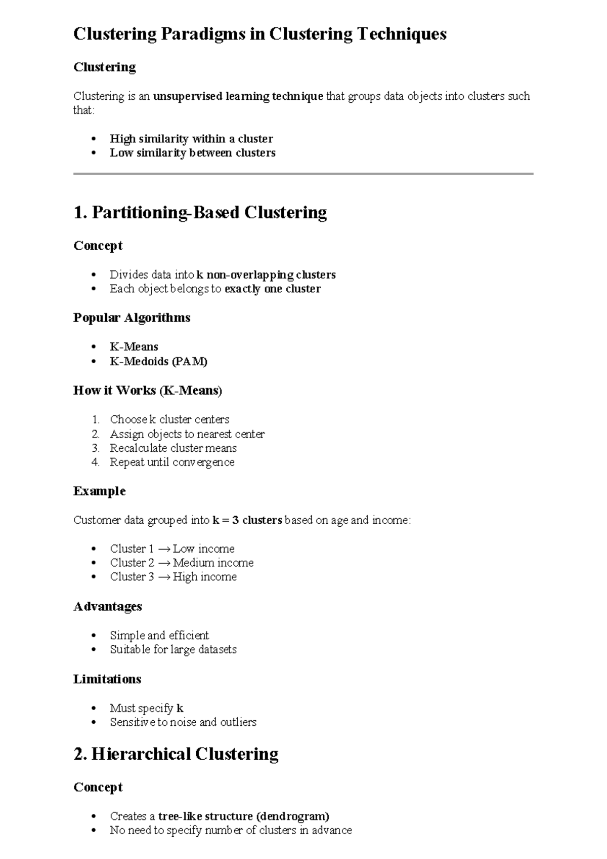 Clustering Techniques in Data Mining (UNIT 4) - Studocu