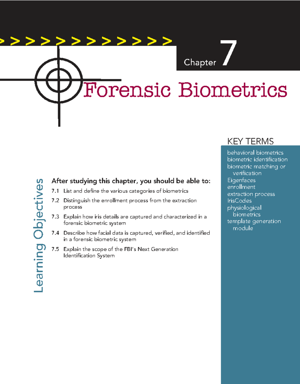Forensic Biometrics: Chapter 7 Learning Objectives and Key Terms - Studocu