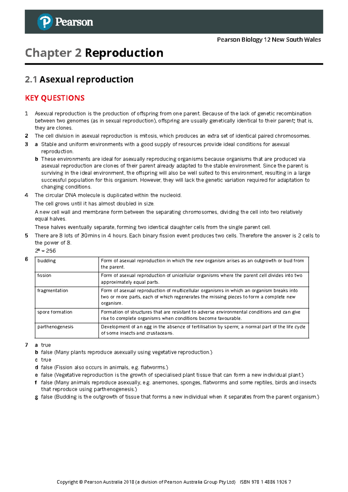 Pearson 12 Biology Chapter 2 Solutions - Chapter 2 Reproduction 2 ...