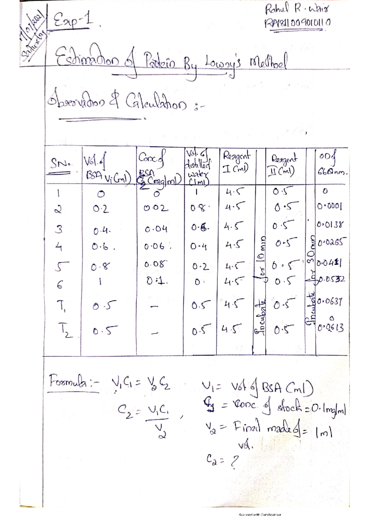 Bioseparation Lab Experiment 1 Notes - RA1811009010110 - Studocu