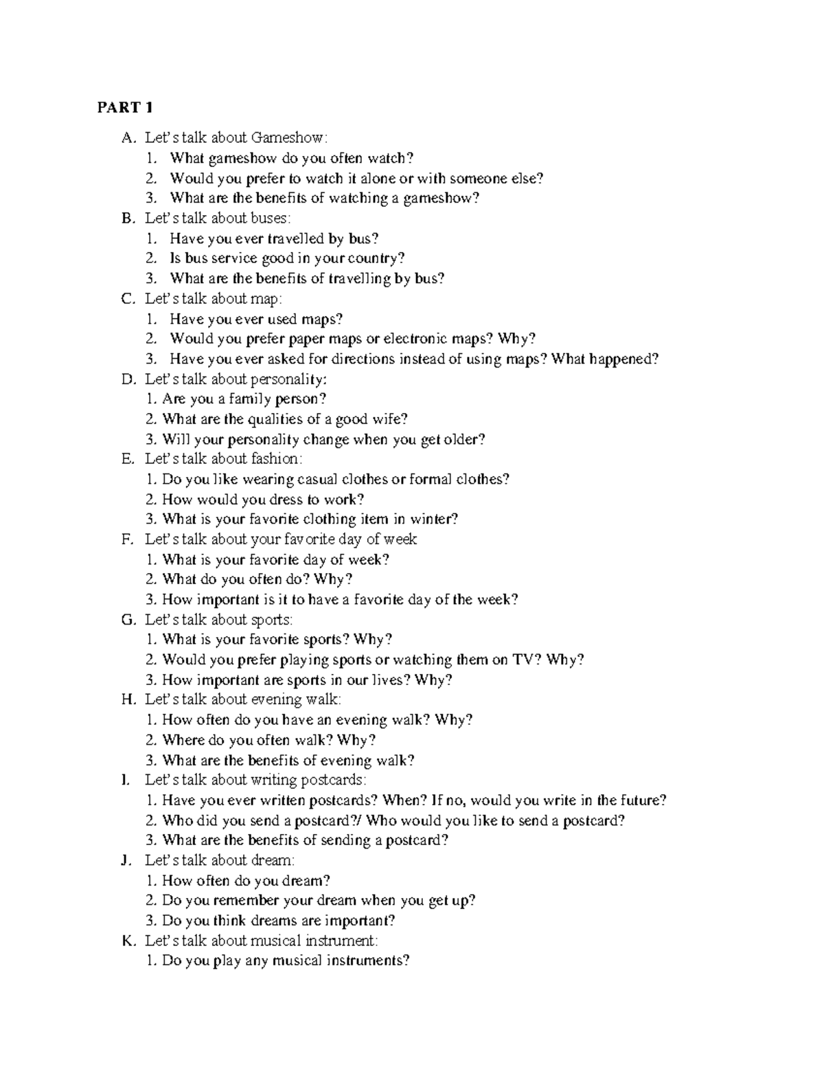 VSTEP Speaking Prep: Conversation Topics & Practice Questions - Studocu