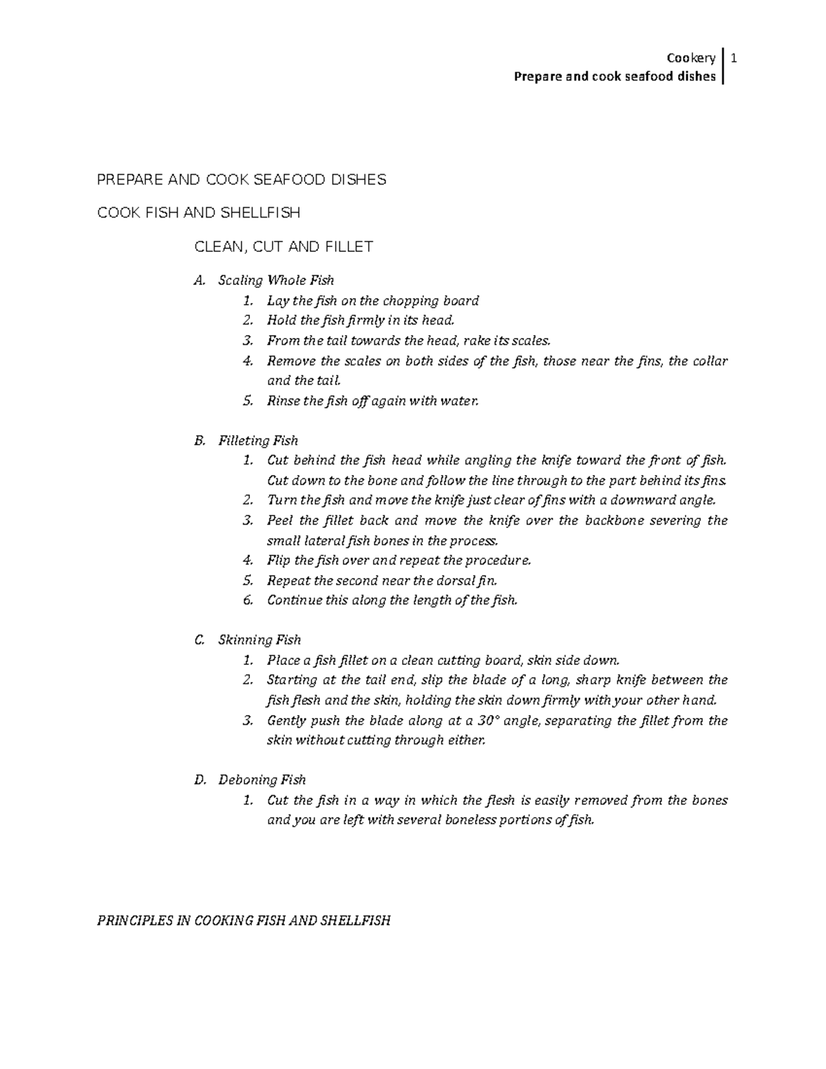 Prepare AND COOK Seafood Dishes - Prepare and cook seafood dishes ...