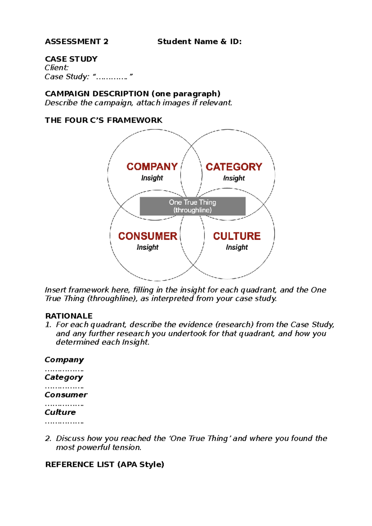 Assessment 2 Document Template (2) - ASSESSMENT 2 Student Name & ID ...