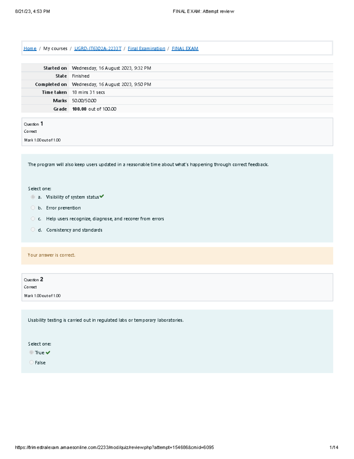 Final Exam Review: HCI Course UGRD-IT6302A-2233T Insights and Analysis ...