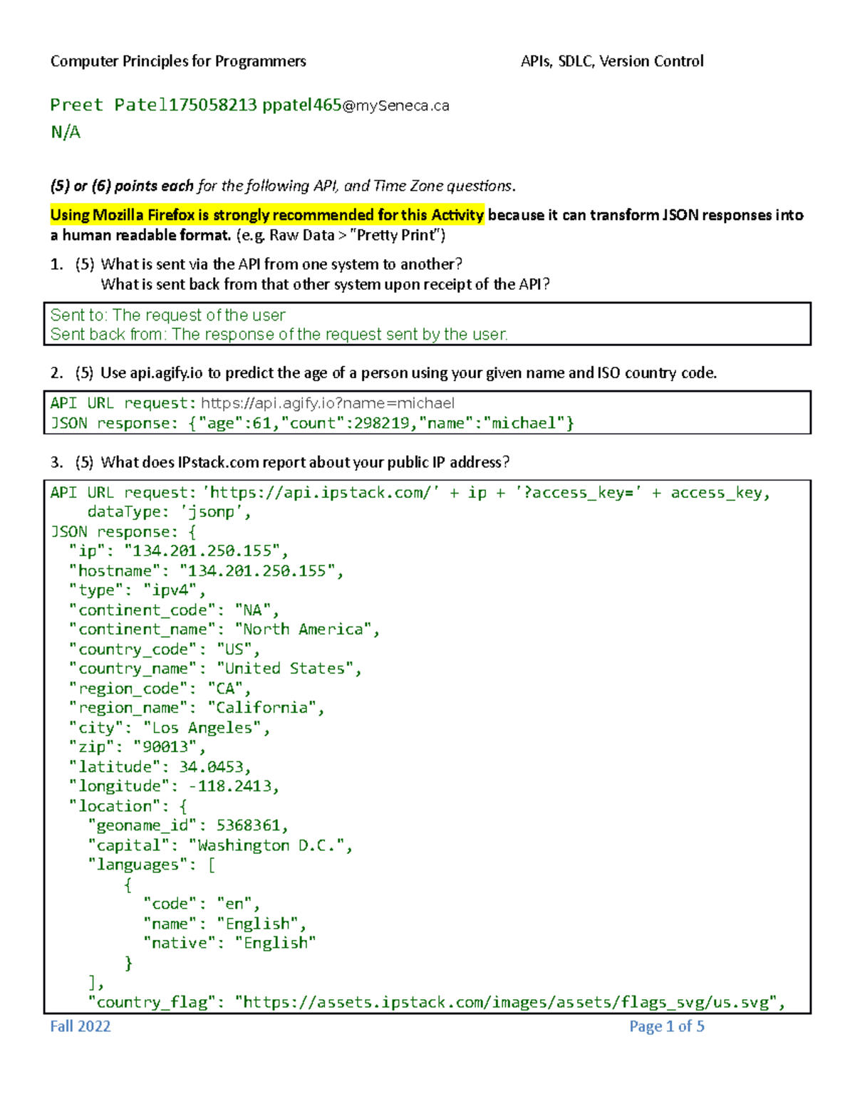 CPR101 W09 SDLC Activity with API and Testing Insights - Studocu