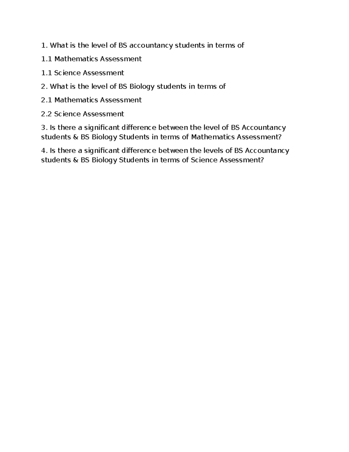 SOP - sop - Statistics - What is the level of BS accountancy students ...