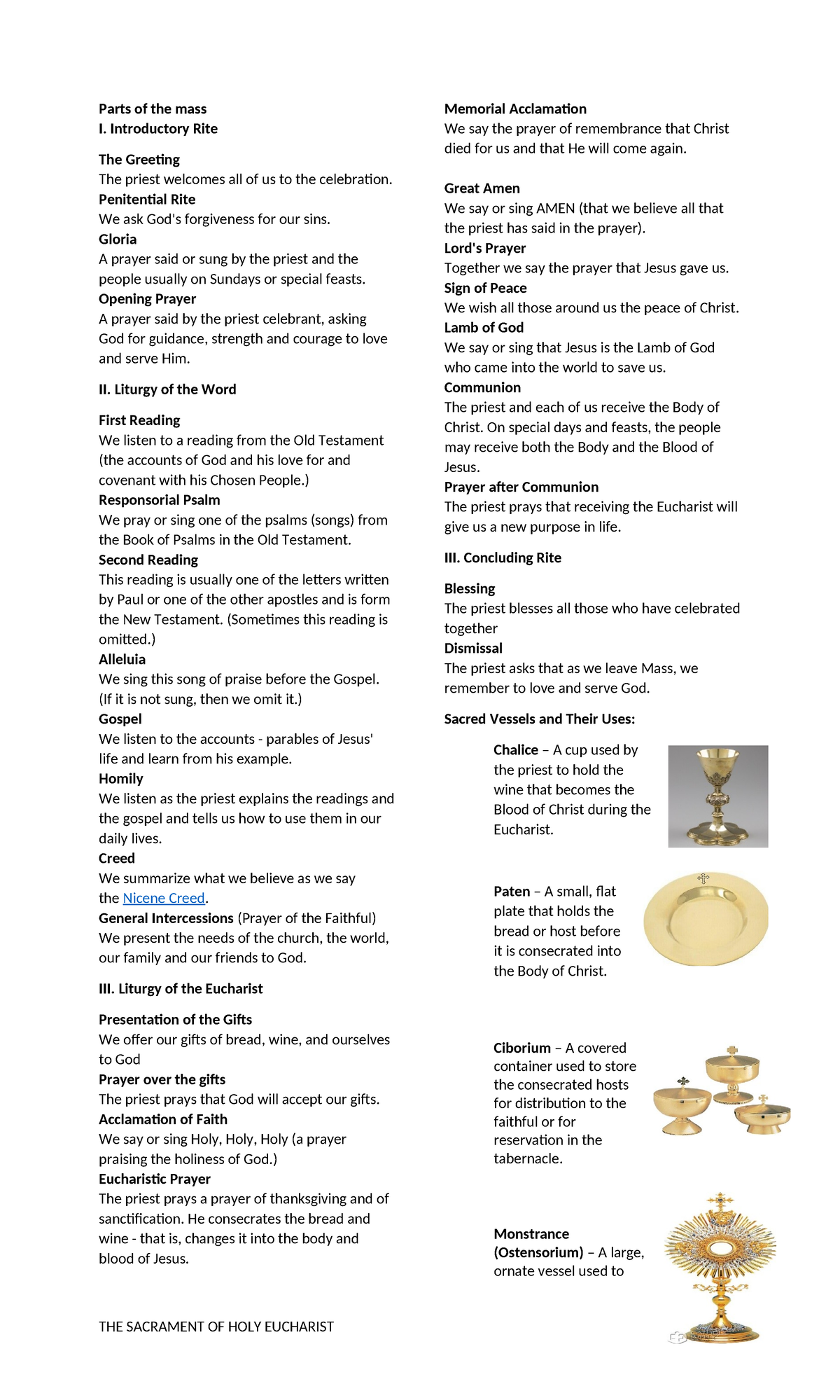 Parts of the Mass: Understanding the Introductory and Eucharistic Rites ...